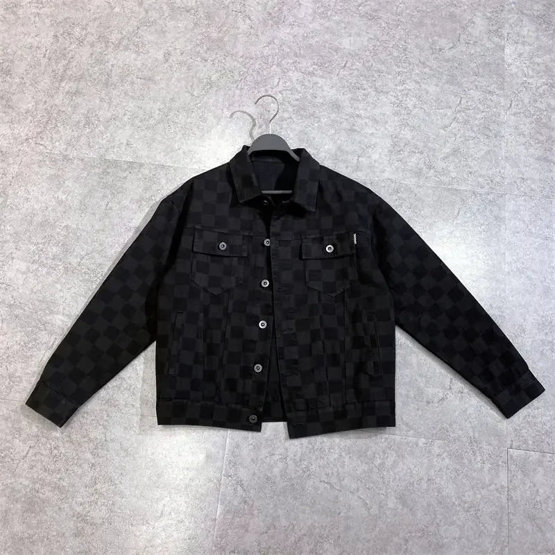 Checkered Denim Jacket – Monaco Republic